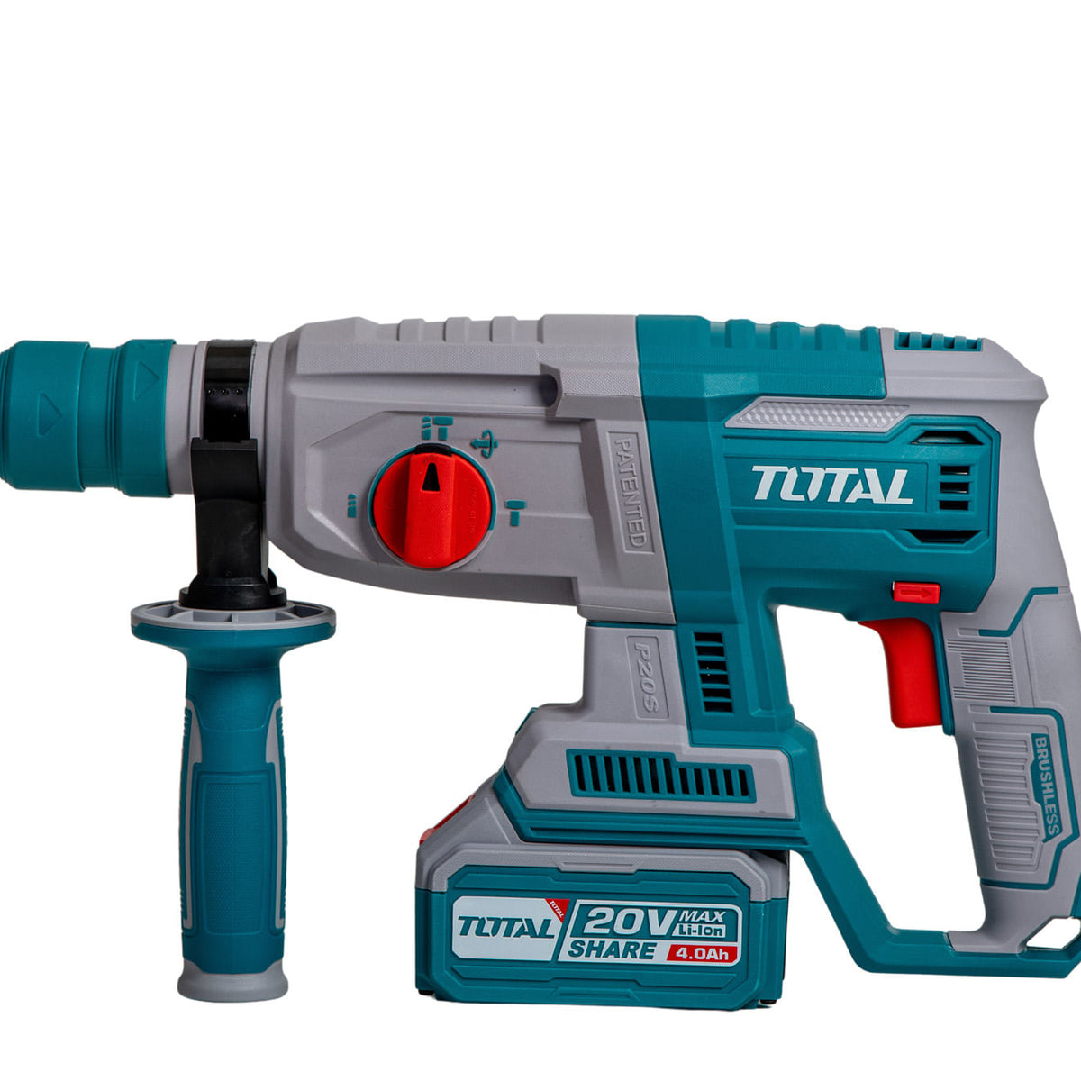 Ciocan rotopercutor pe acumulatori TOTAL, 2j, LI-ION, 20V, motor fara ...